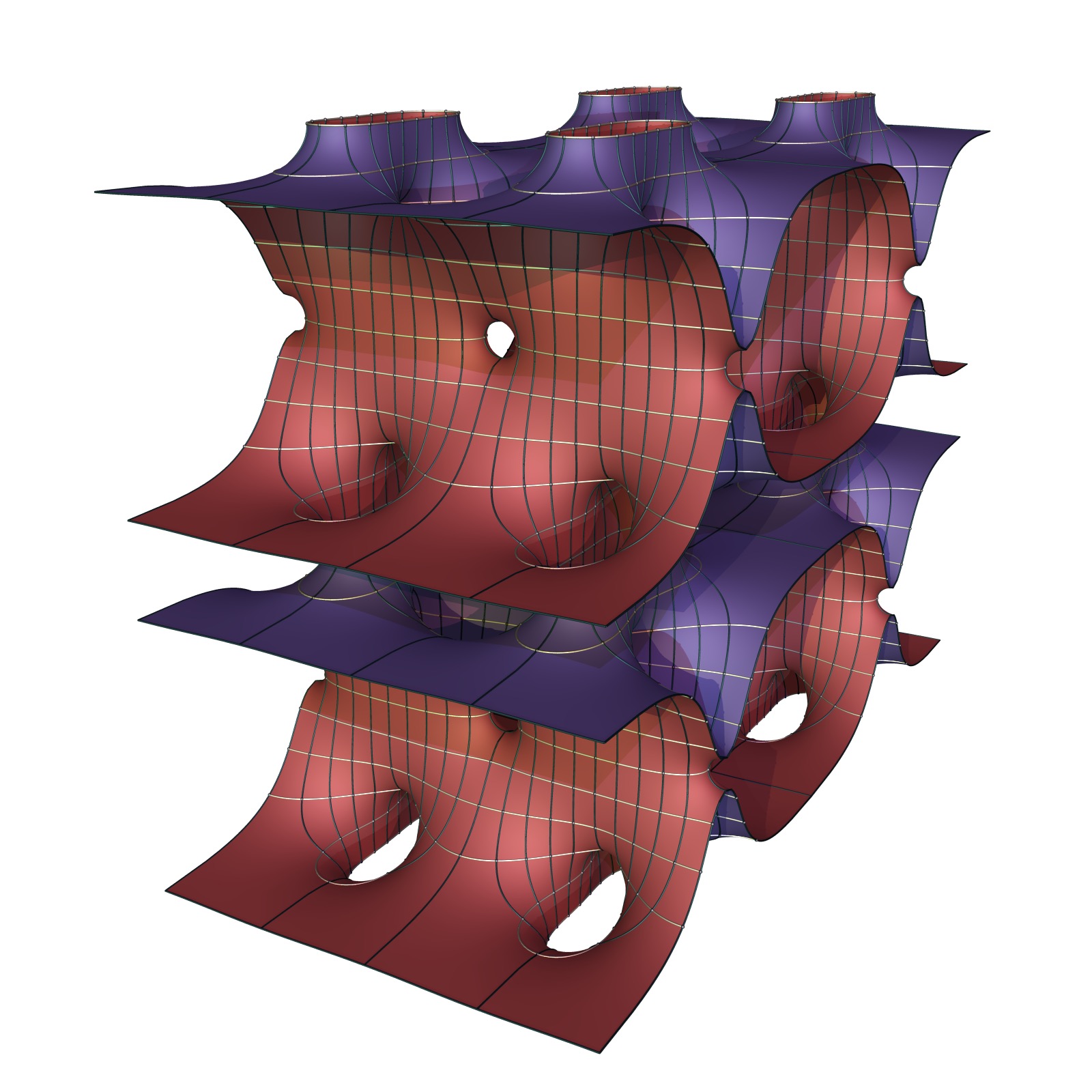 Box Symmetry – Type (+++|-) – Minimal Surfaces