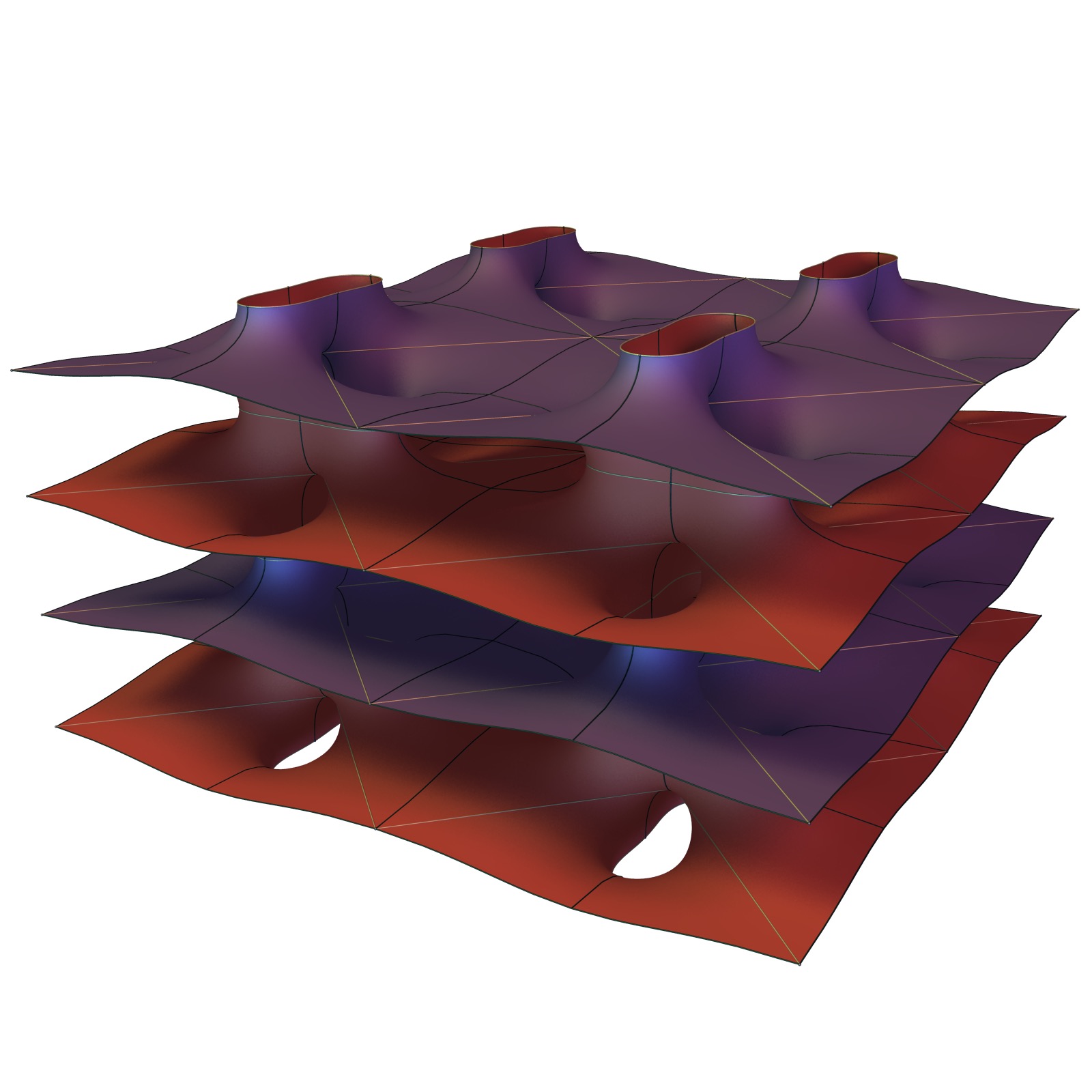 Box Symmetry – Type (+++|-) – Minimal Surfaces